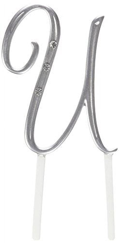 Lillian Rose Silver Rhinestone Monogram Small Letter U Cake Topper ...