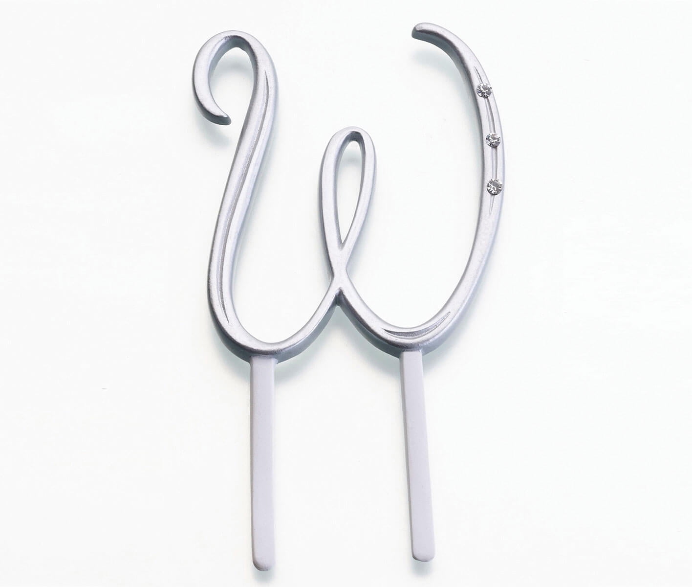 Lillian Rose Silver Rhinestone Monogram Small Letter W Cake Topper ...