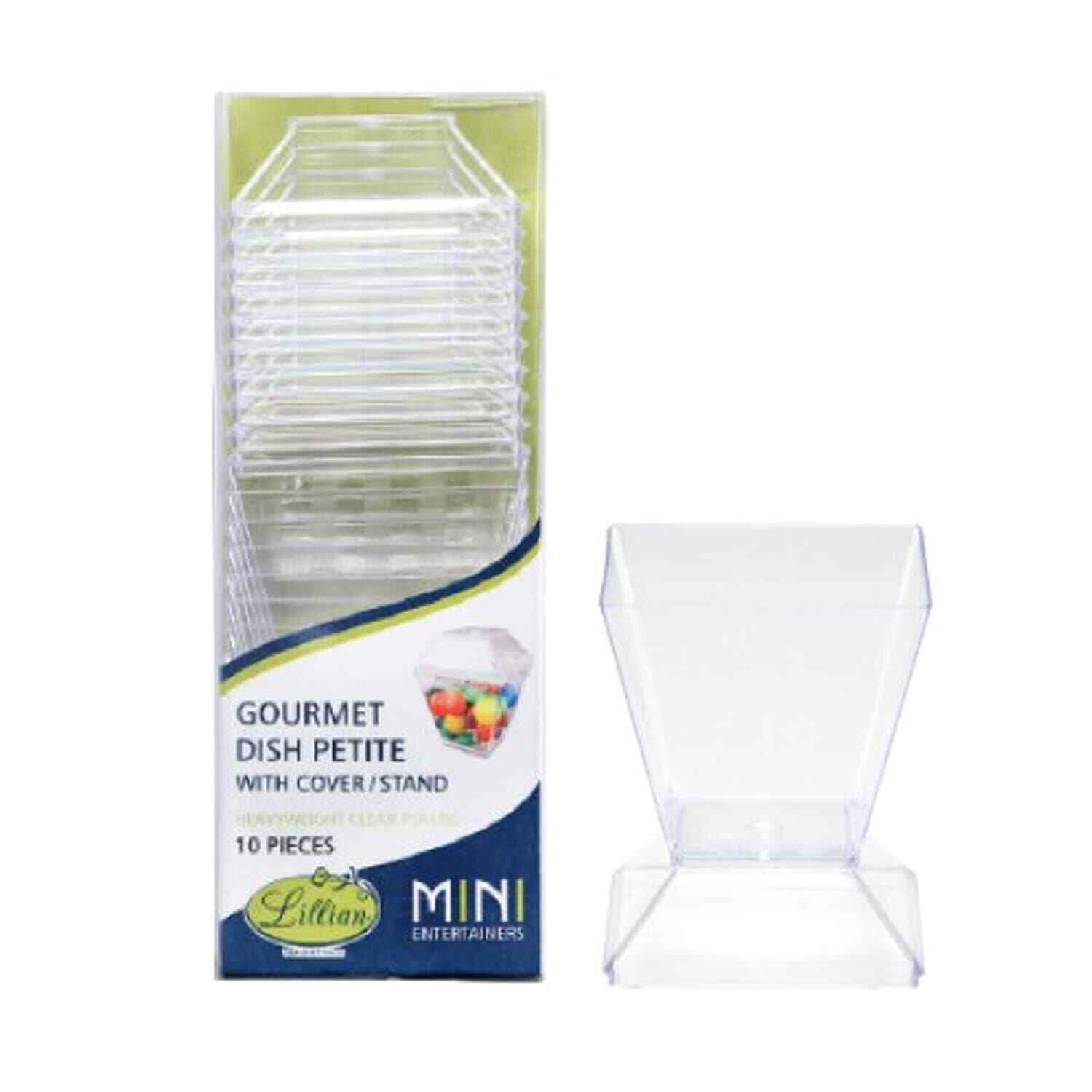 Lillian Table settings Mini Clear Plastic Gourmet Dish Petite 10 Count ...