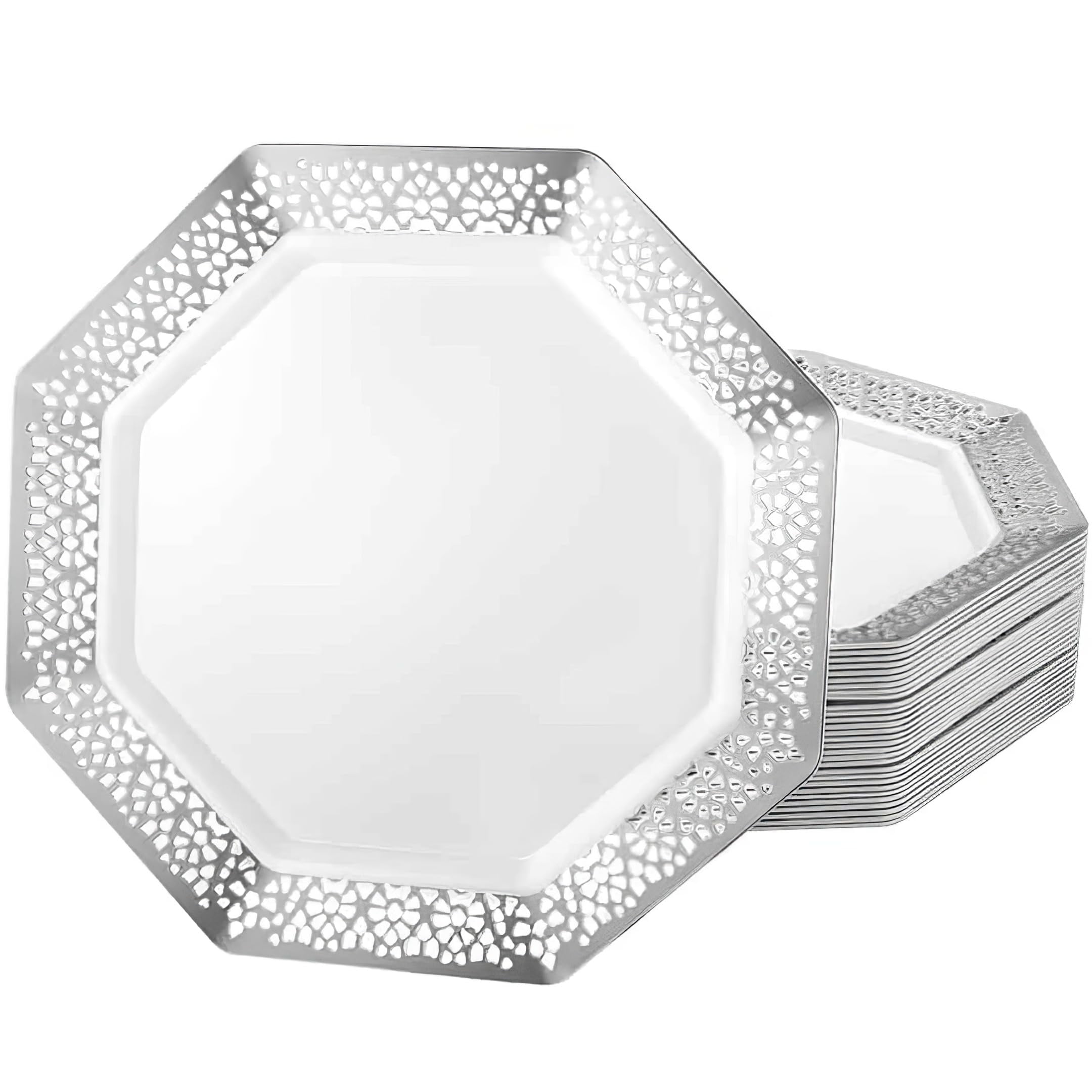 Lillian Tablesettings Plates-11 | SSF20 Silver Lacetagon | Pack of 10 ...