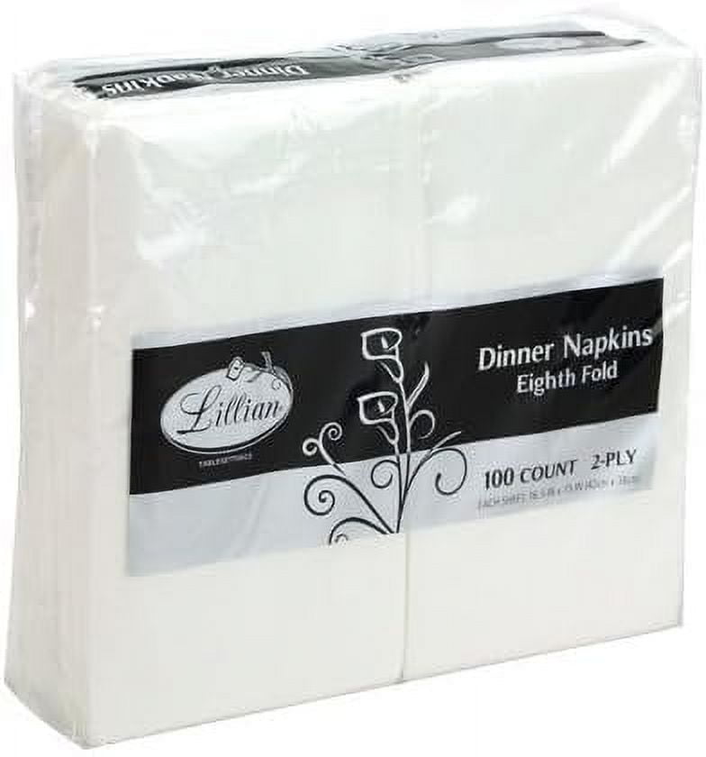 Premium White Napkins, 1/8 Fold Dinner Napkin, Disposable 2-Ply White ...