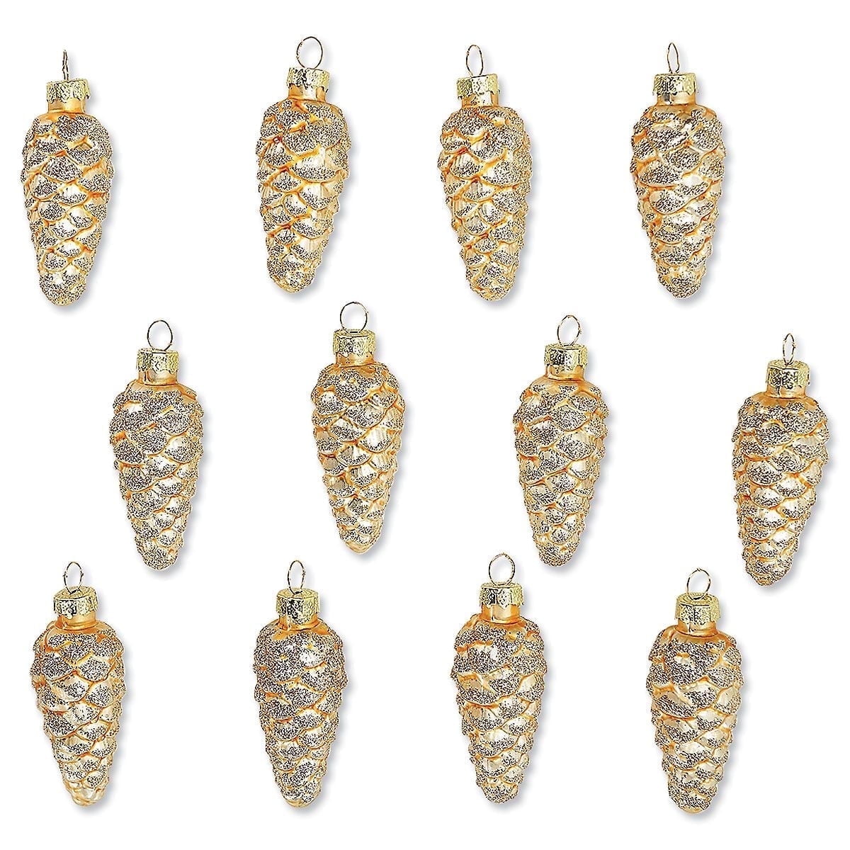 Lillian Vernon Glass Pine Cone Mini Christmas Tree Ornaments - Set of ...