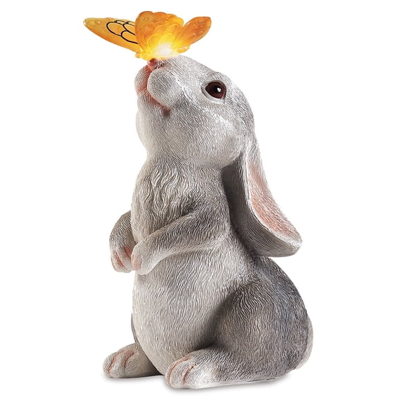 Current Easter Bunny with Butterfly Figurine, 9" Tall Resin Light-Up ...
