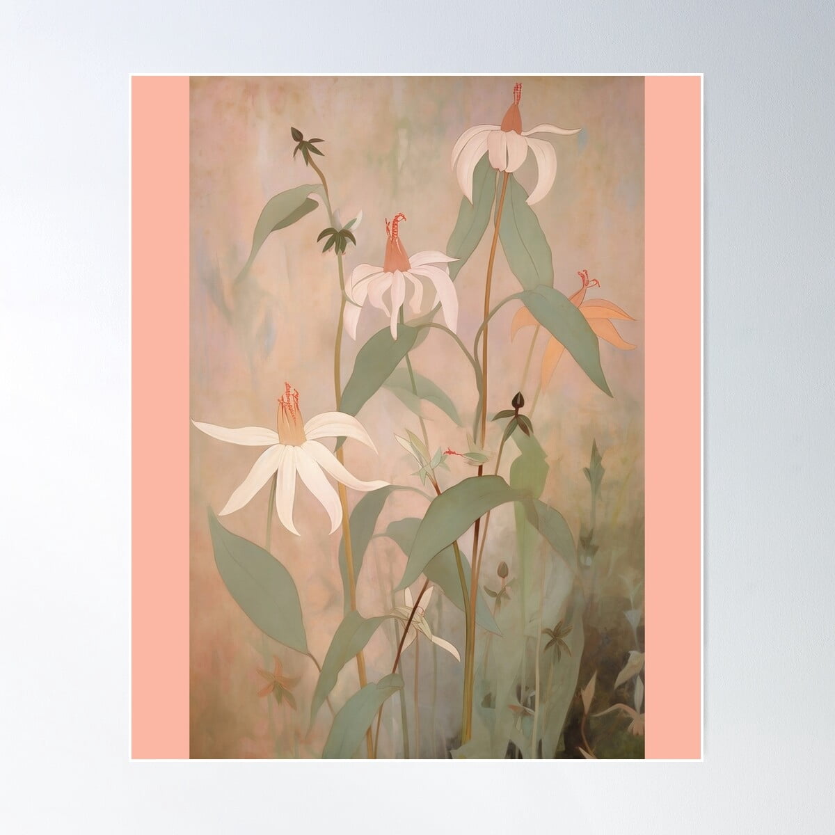 Lillies Floral Poster Poster Wall Art, Modern Wall Decor For Living ...