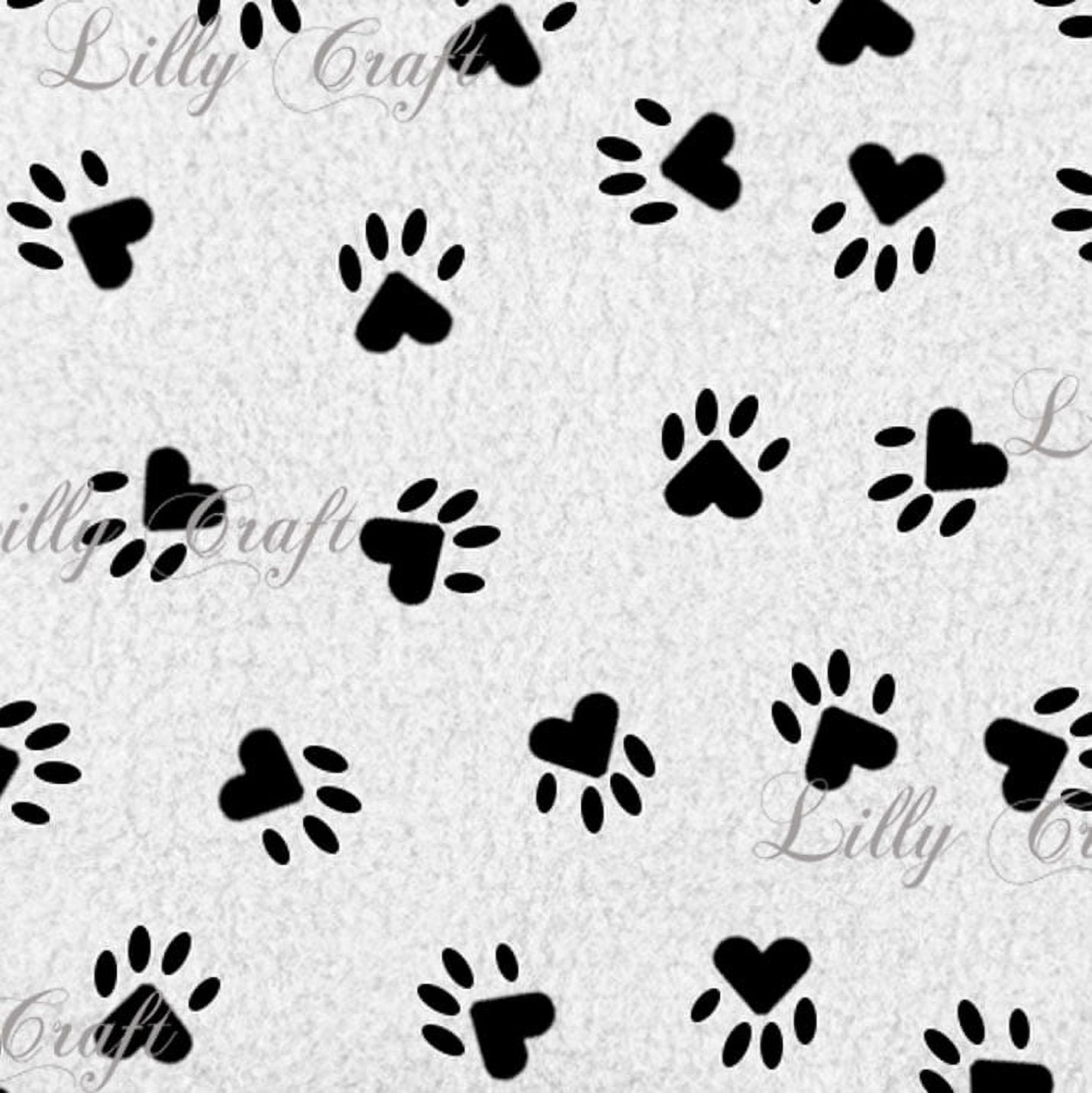 Lilly Craft Black DOG Paw Print on White Fleece Anti-Pill FABRIC 58-60 ...