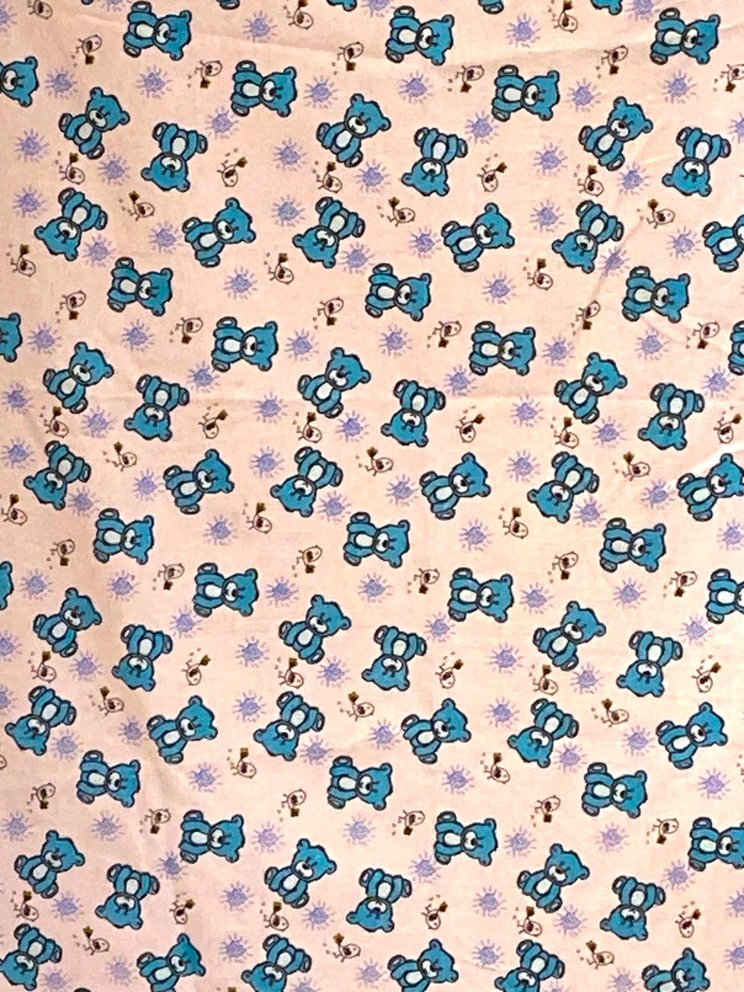Lilly Craft Flannel Teddy Bears with Blue - 45" Wide and Sold by the ...