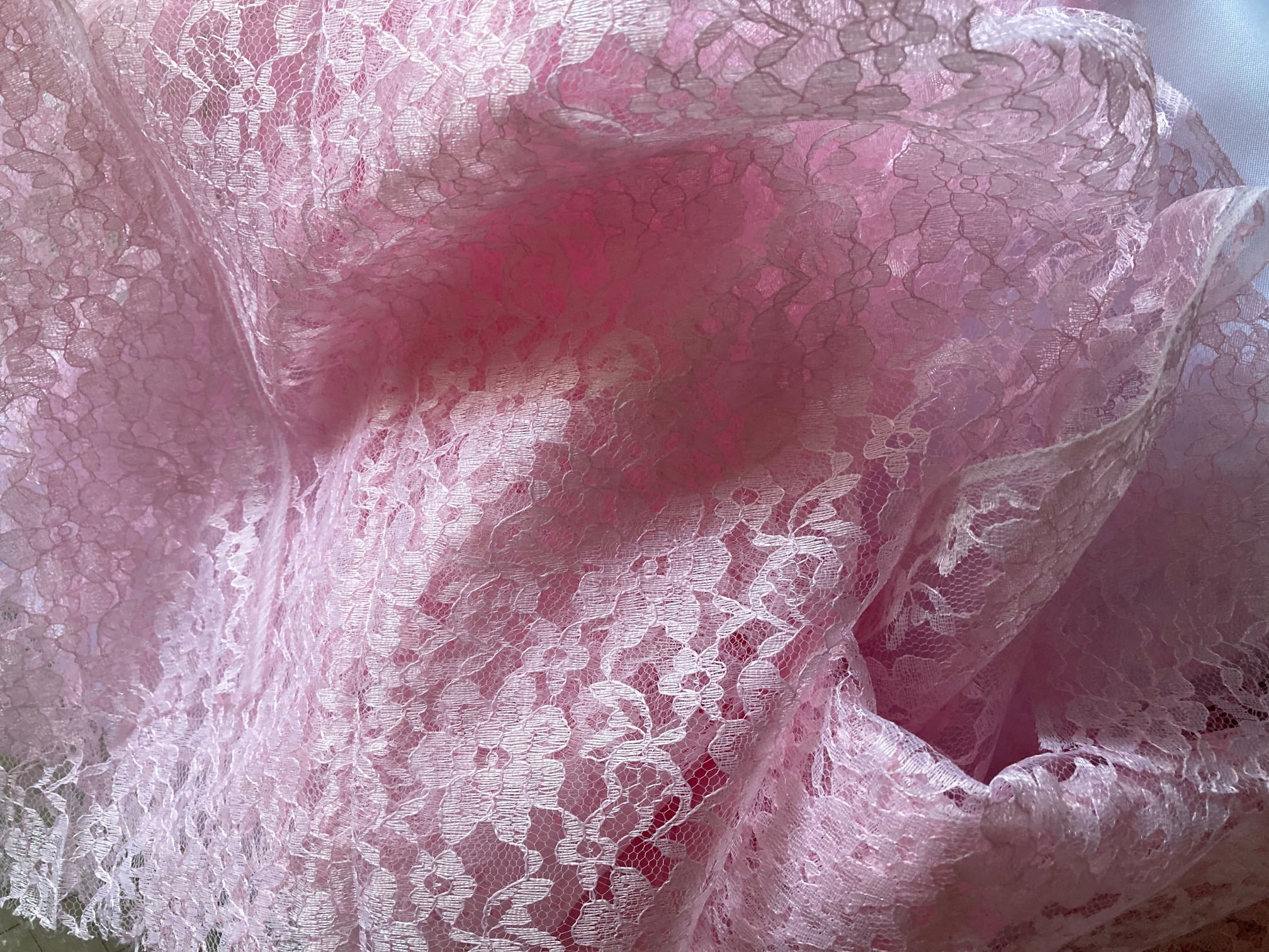 Lilly Craft Floral Raschel Lace Pink Polyester Fabric 58-60" Wide Sold ...