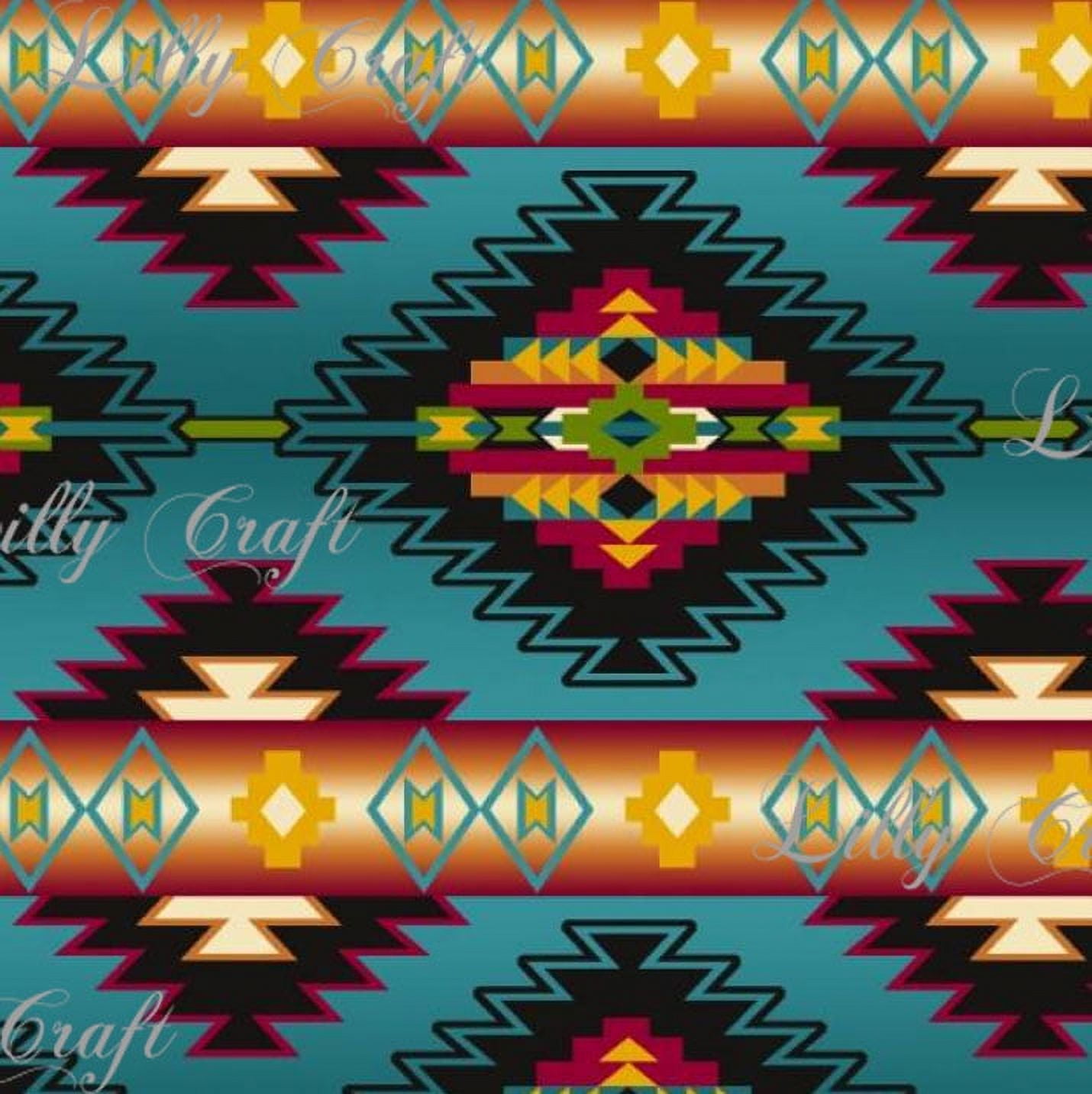 Lilly Craft Native Stripe Turquoise Tribal Print Fleece Anti-Pill ...