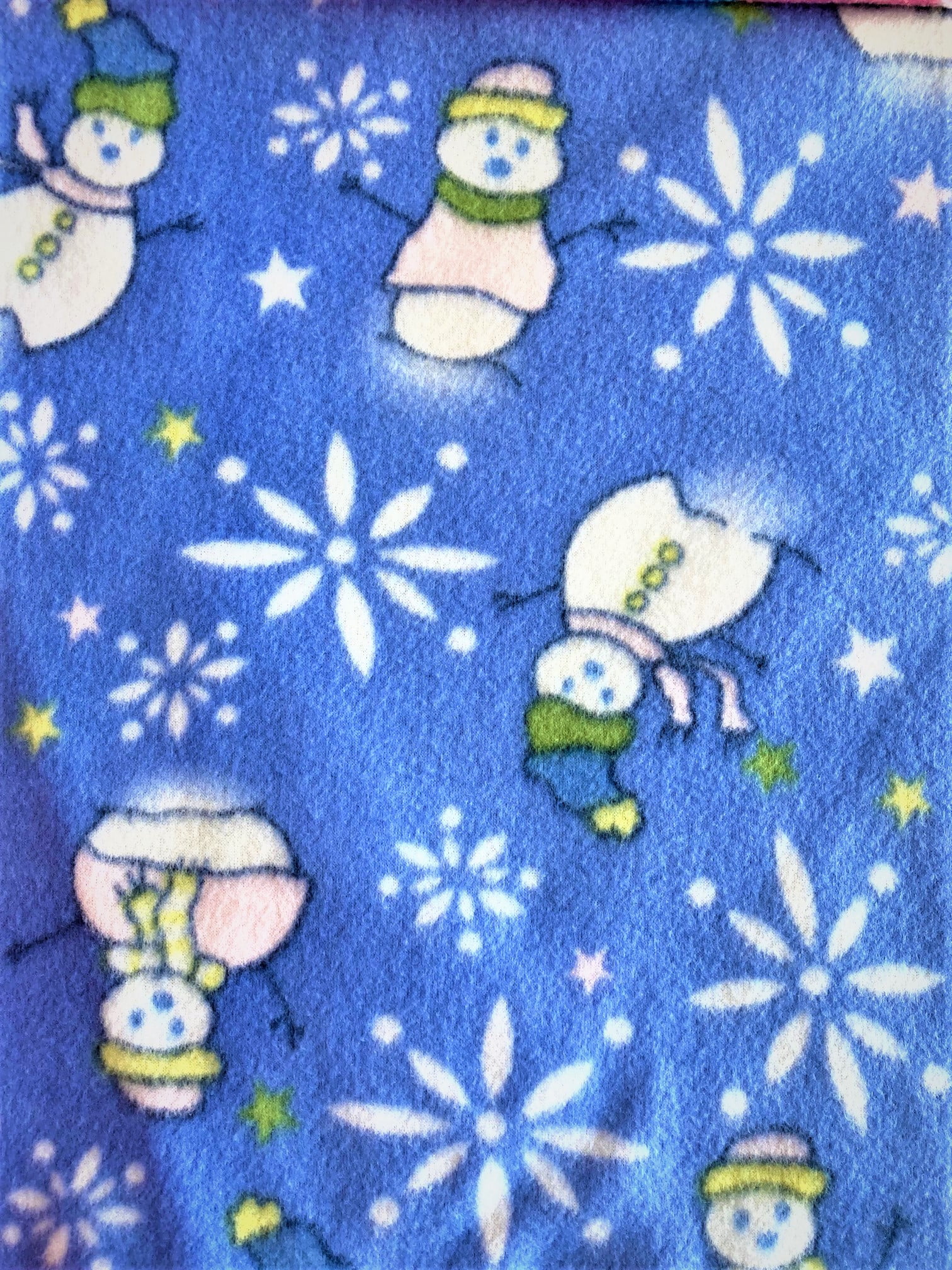 Lilly Craft Snowman on Blue Fleece Print Fabric 58"/60" Wide and Sold ...