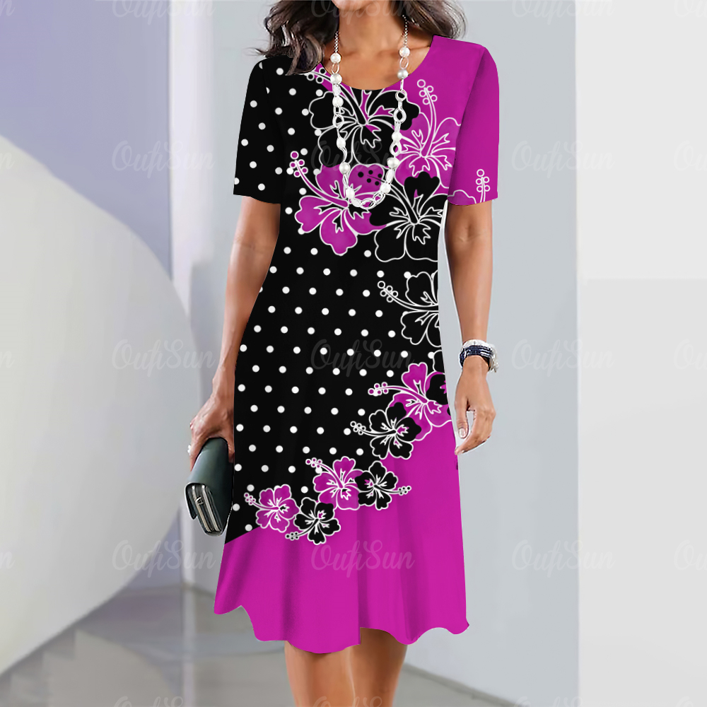 Lilly Inspired Print Square Neck Dress Sweet Summer Dress Women Elegant ...