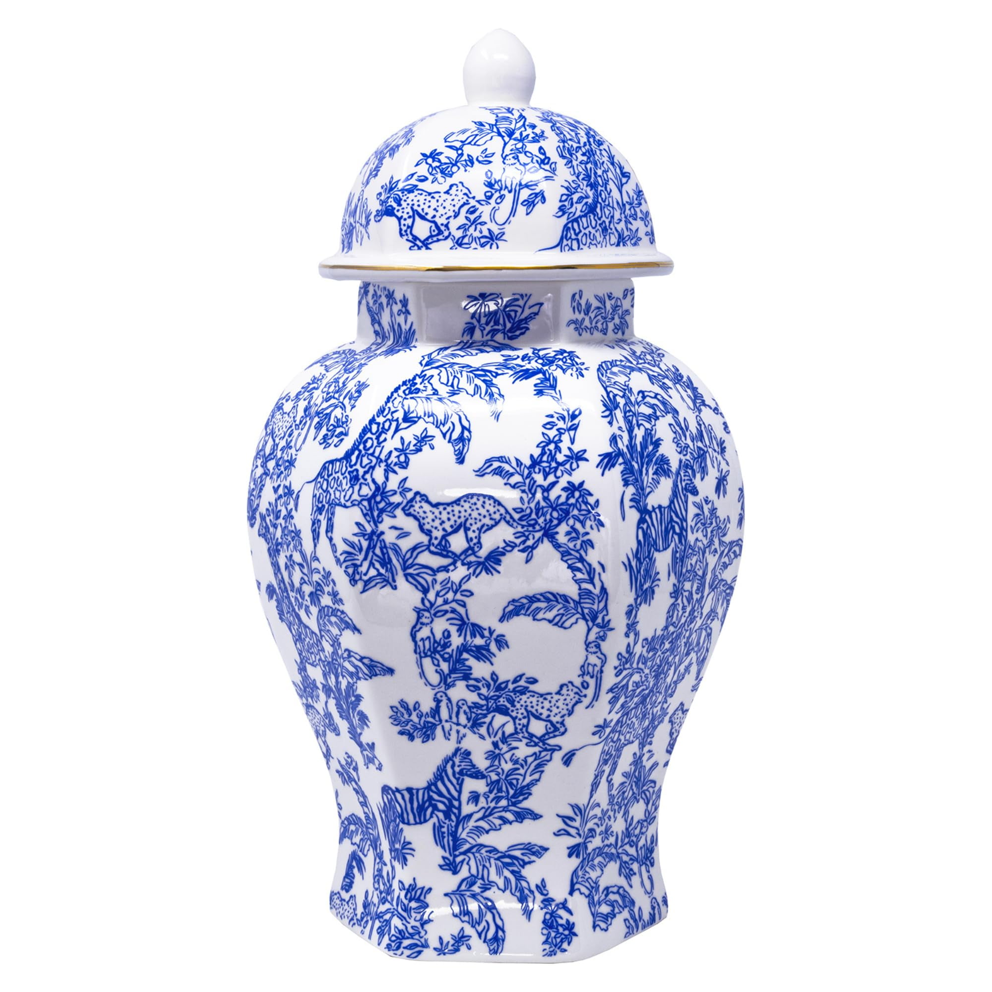 Lilly Pulitzer Ginger Jar with Lid, 12" Tall Blue and White Decor ...