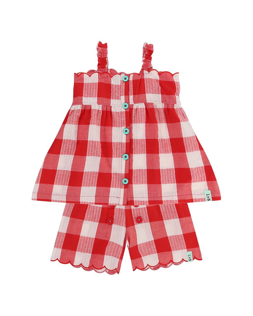 Lilly and Sid girls 2pc Red Gingham Short Set, 4-5 Years - Walmart.com