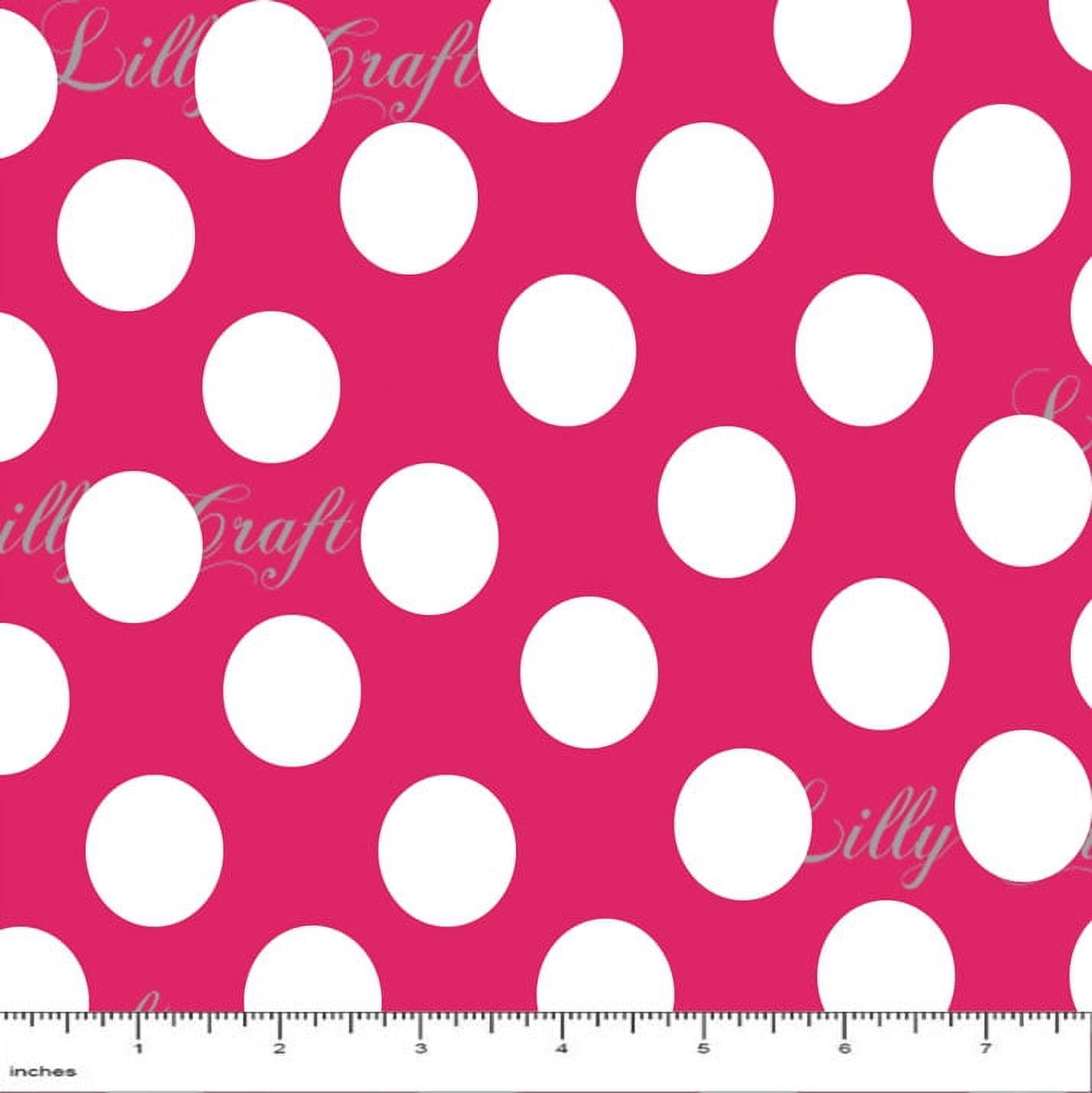 Lillycraft 1" White Polka Dots on Hot Pink Poly Cotton Fabric - Sold By ...