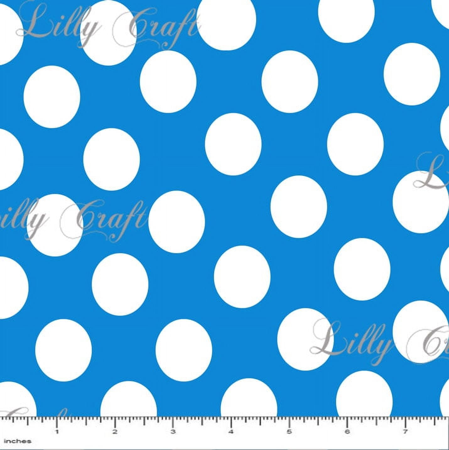 Lillycraft 1" White Polka Dots on Turquoise Poly Cotton Fabric - Sold ...