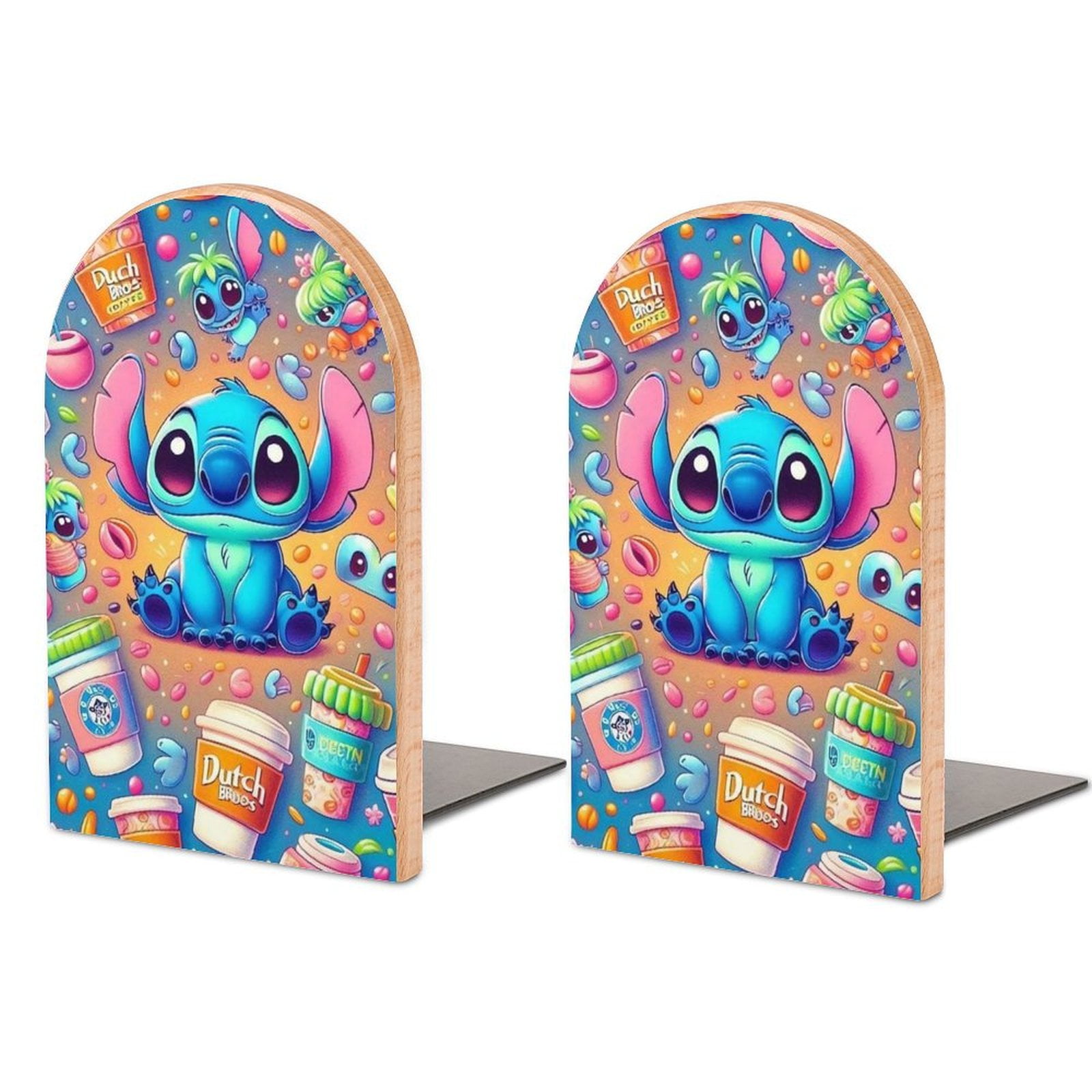Lilo And Stitch Coffee Book Ends,Wood Bookends for Shelves to Hold ...