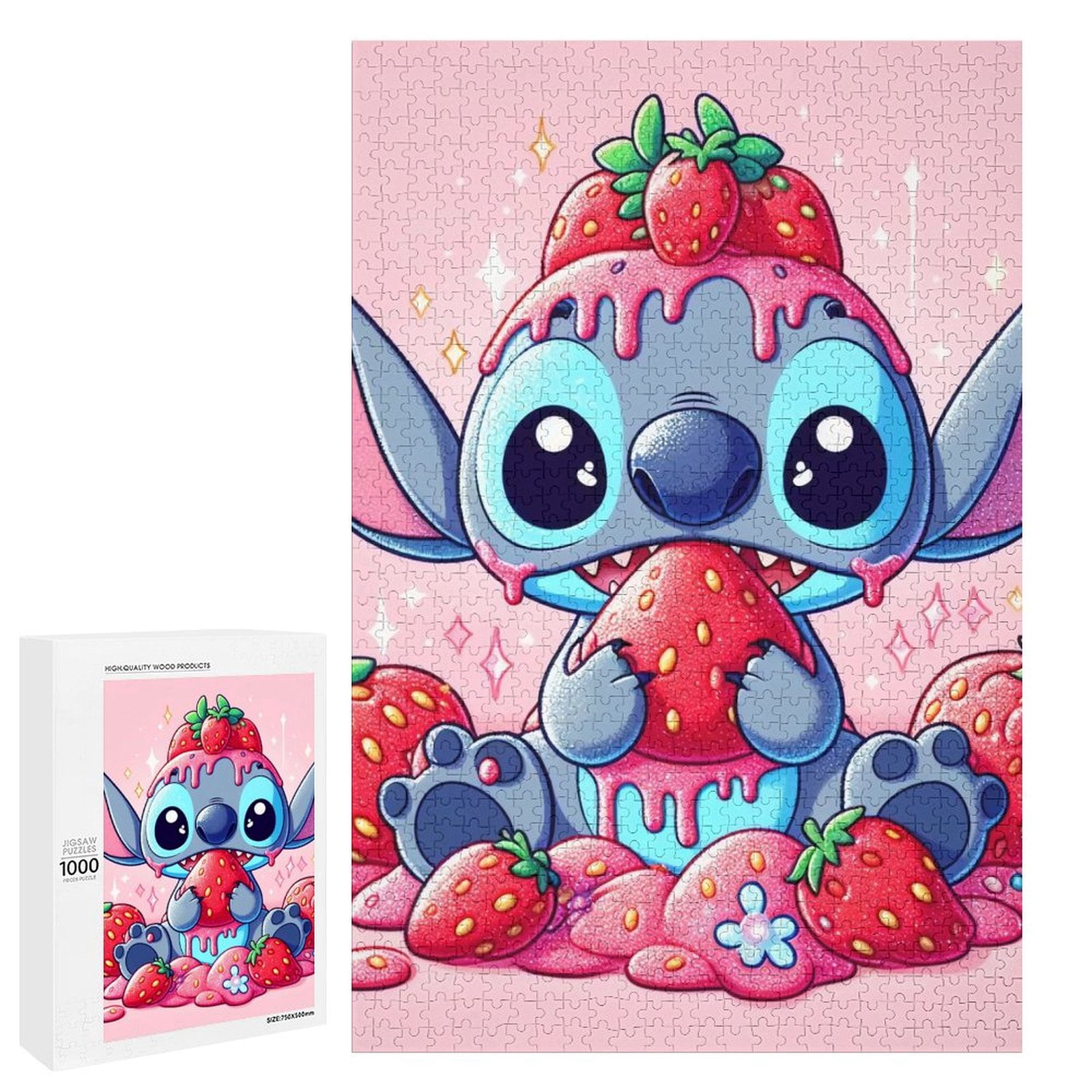 Lilo And Stitch Eating Strawberries Puzzles- 1000 Piece Jigsaw Puzzle ...
