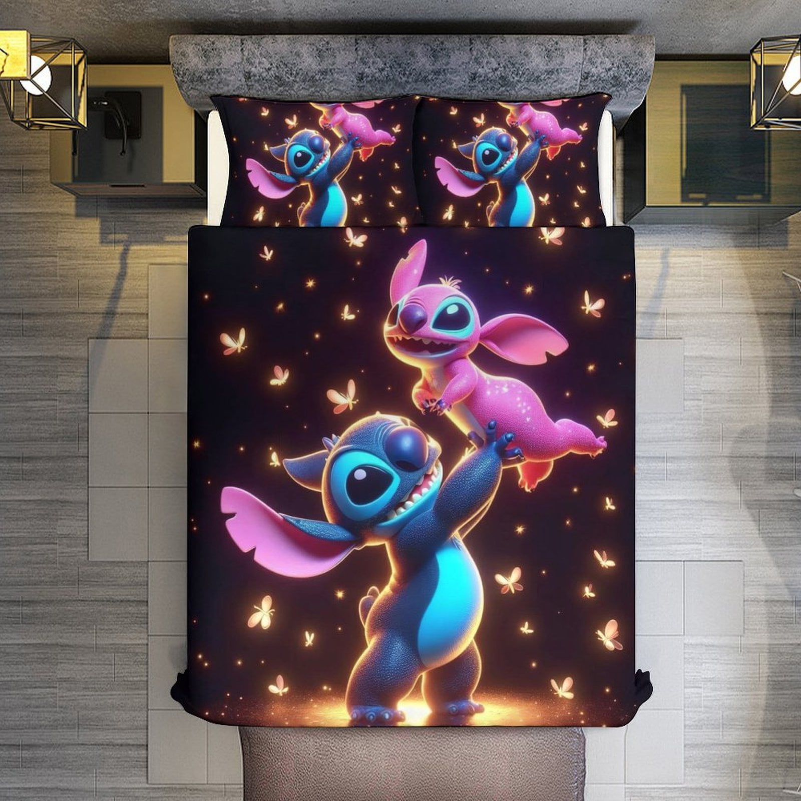 Lilo And Stitch Set with 2 Pillowcases for All Seasons,Bedding Set 3pcs ...