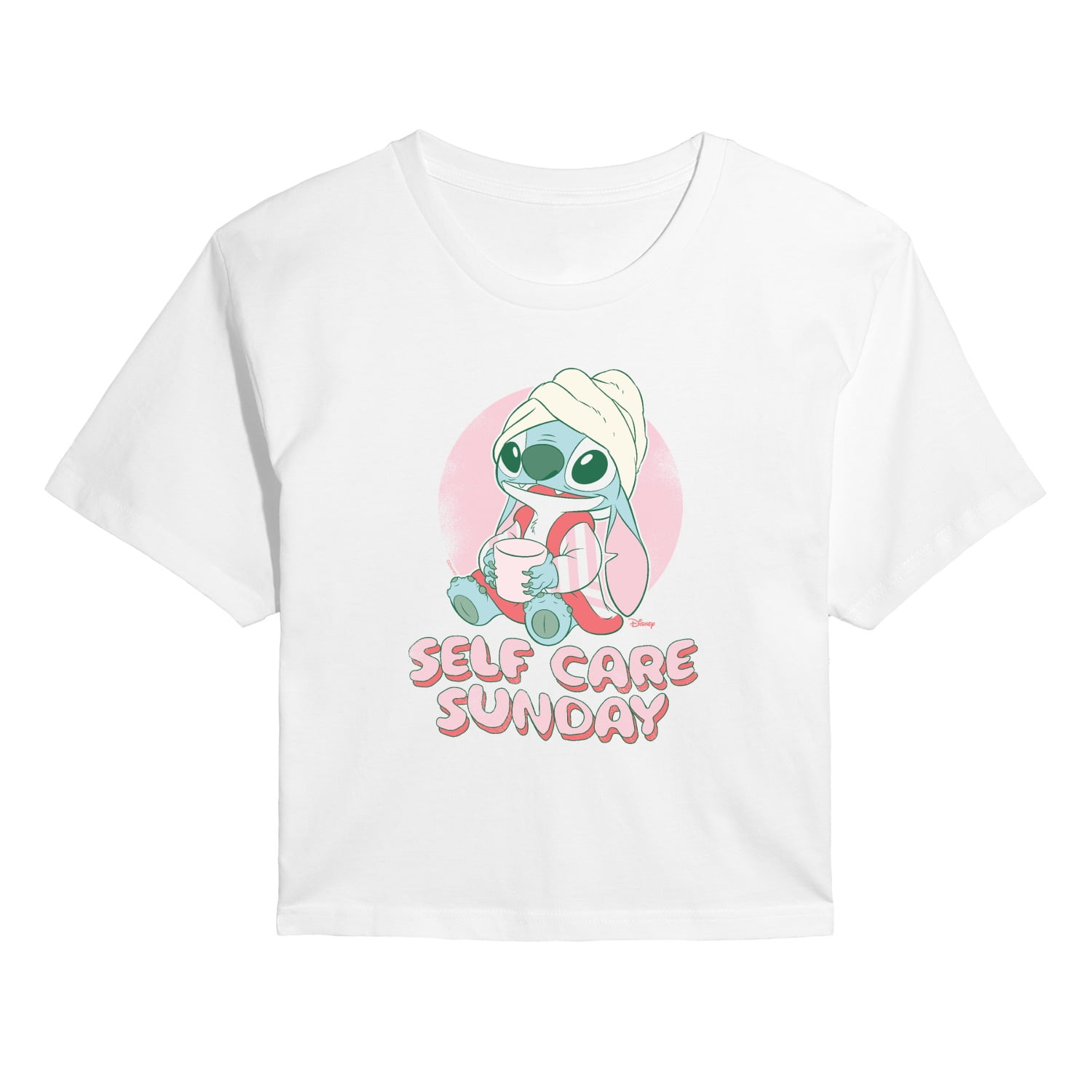 Lilo And Stitch - Stitch Self Care - Juniors Cropped Graphic T-Shirt ...