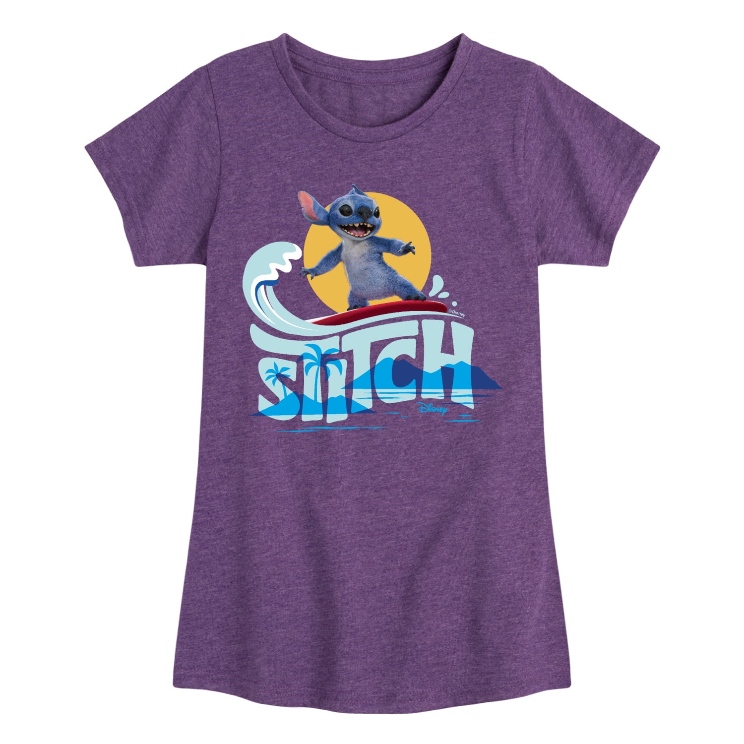 Lilo And Stitch - Stitch Surfing - Toddler And Youth Girls Fitted Short ...