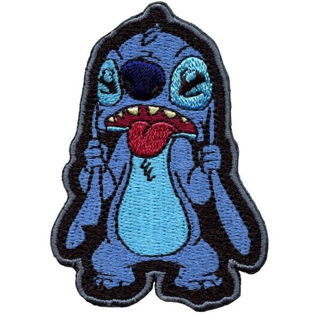 Lilo And Stitch Tongue Out Patch Blue Alien Experiment Embroidered Iron ...