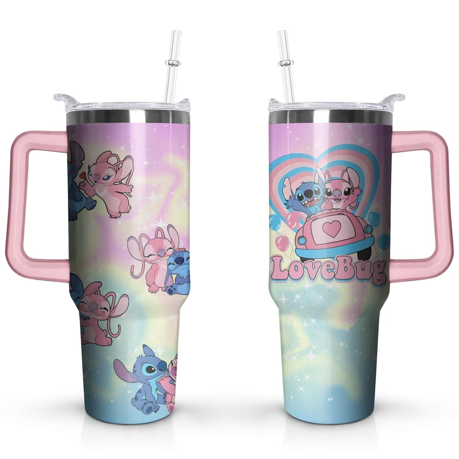 Lilo-Inspired Tropical 40oz Tumbler with Handle – Double Wall Stainless ...