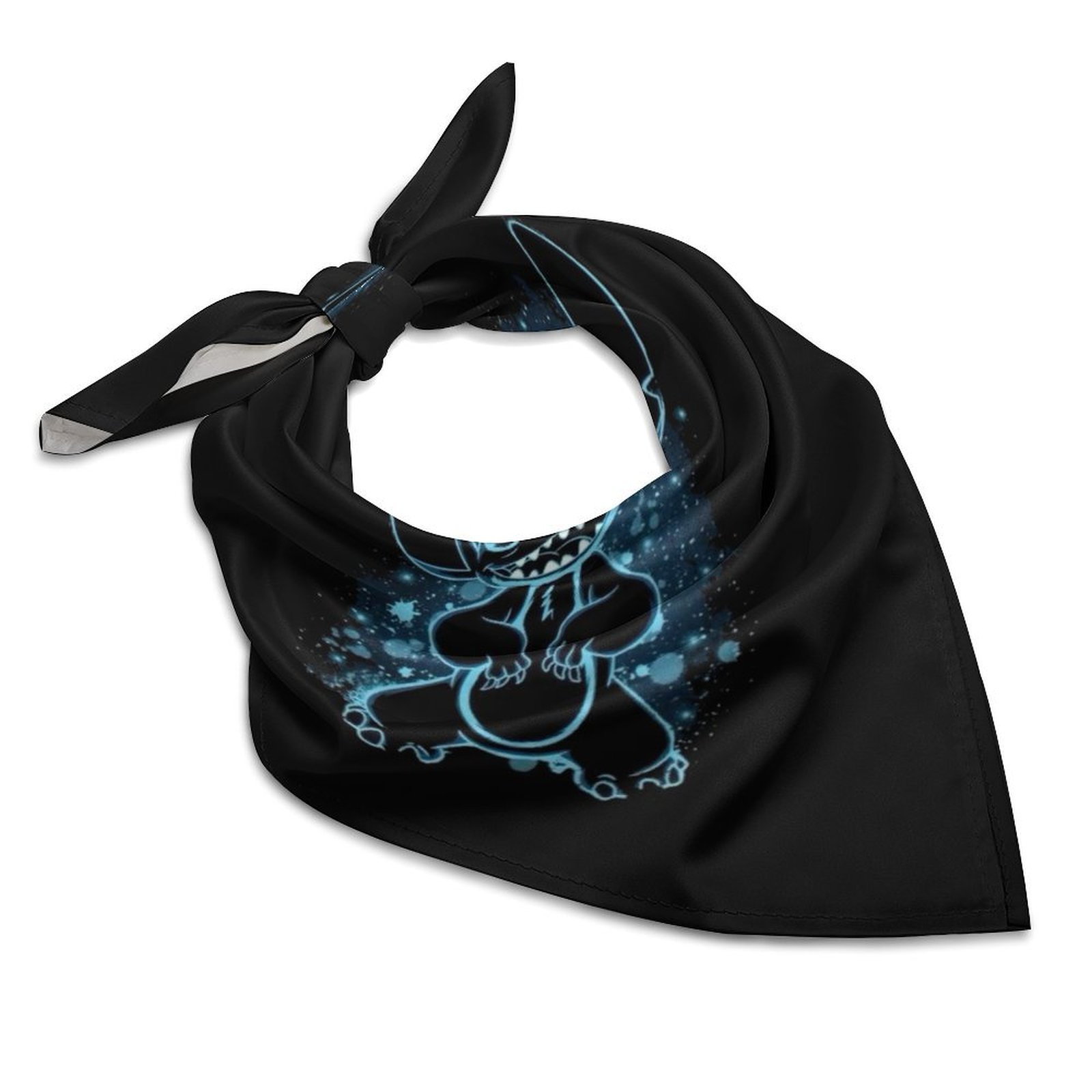 Lilo Negative Stitch Square Satin Head Scarf Hair Scarves Silk-like ...