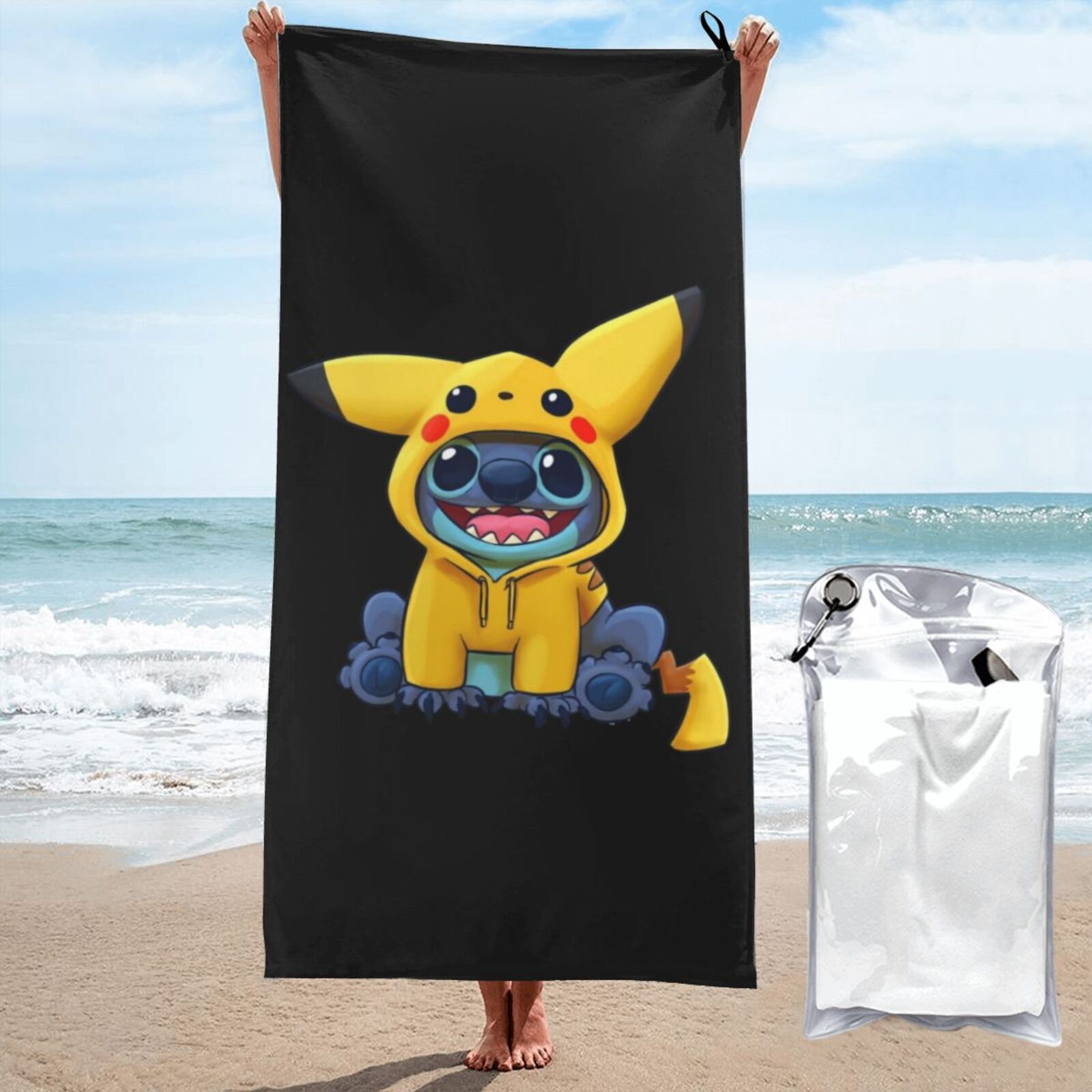 Lilo & Pikachu Microfiber Large Beach Towels Quick Dry Absorbent Sand ...
