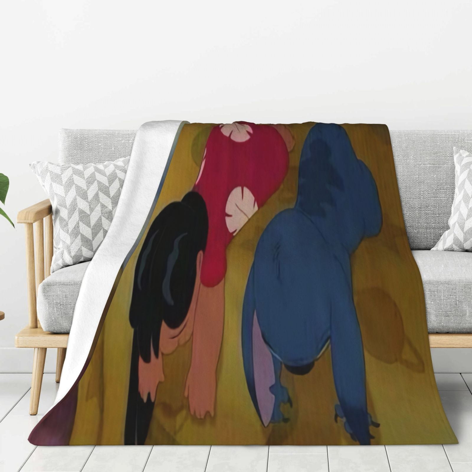 Lilo & S-titch lying on the bed Throw Blanket for Couch - Soft Cozy ...