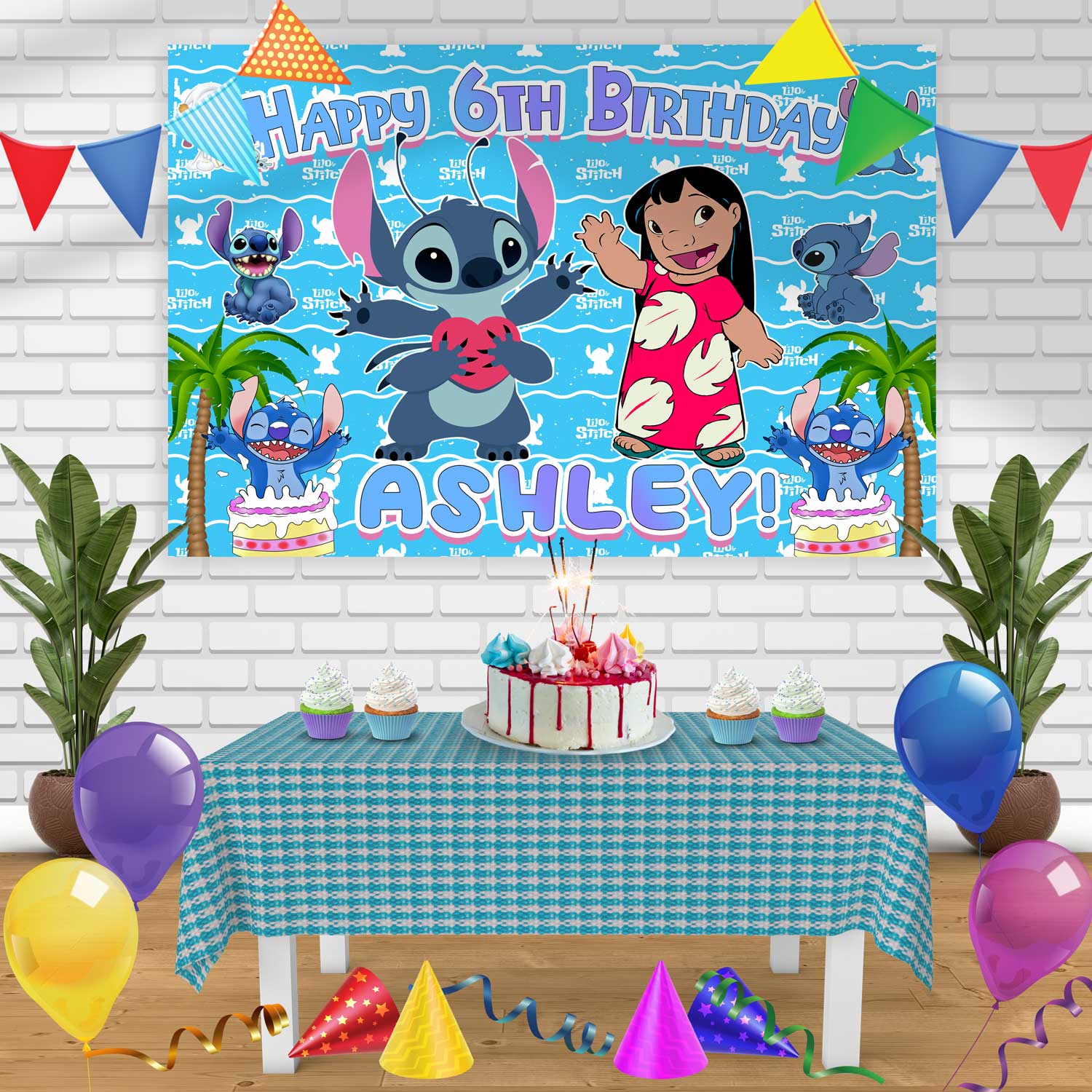 Lilo Stich Birthday Banner Personalized Party Backdrop Decoration 60 x ...