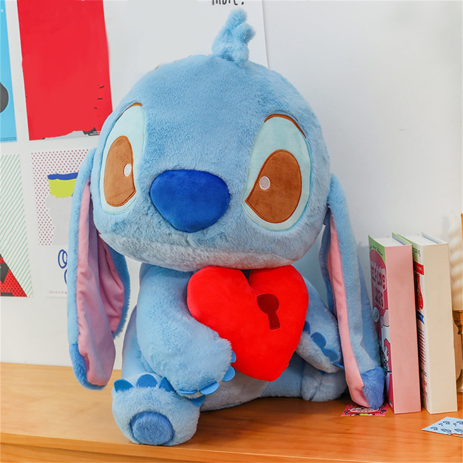Stitch 50CM Valentine Sttuffed Animal With Heart Lock,Classic Cartoon ...