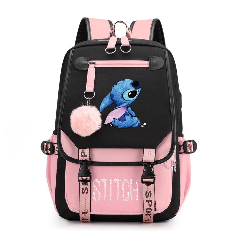 Lilo & Stitch Angel Anime Backpacks Cartoon Laptop Backpack Daypack 3D ...