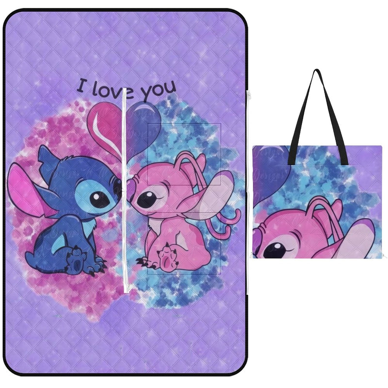 Lilo And Stitch Angel Heart Kisses Picnic Blanket Outdoor Extra Large ...