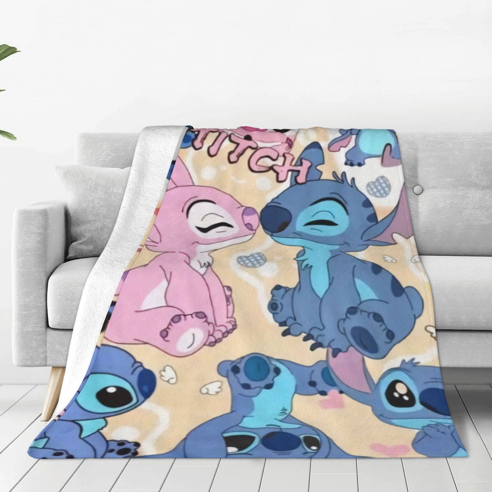 Stitch and Angel Kiss Blanket Cartoon Blanket Home Cute Blankets for ...