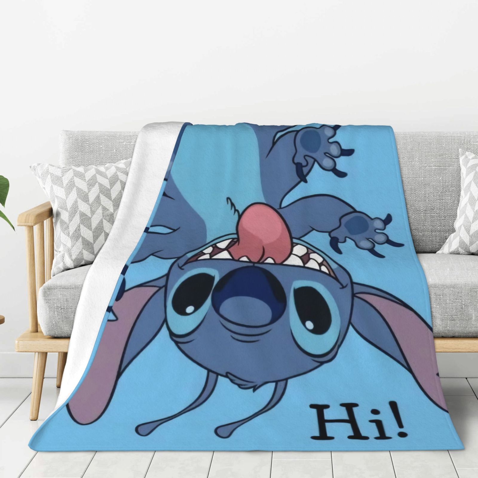 Lilo & Stitch Big Face Stitch Fleece Blanket for Kids,Soft Warm Cozy ...