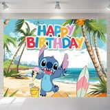 Stitch Birthday Anime Theme Backdrops Banner Birthday Party Decor ...