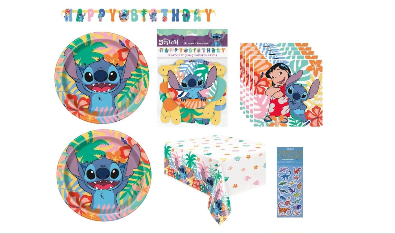 Lilo and Stitch Birthday Party Supplies Bundle includes 16 Dessert Cake ...