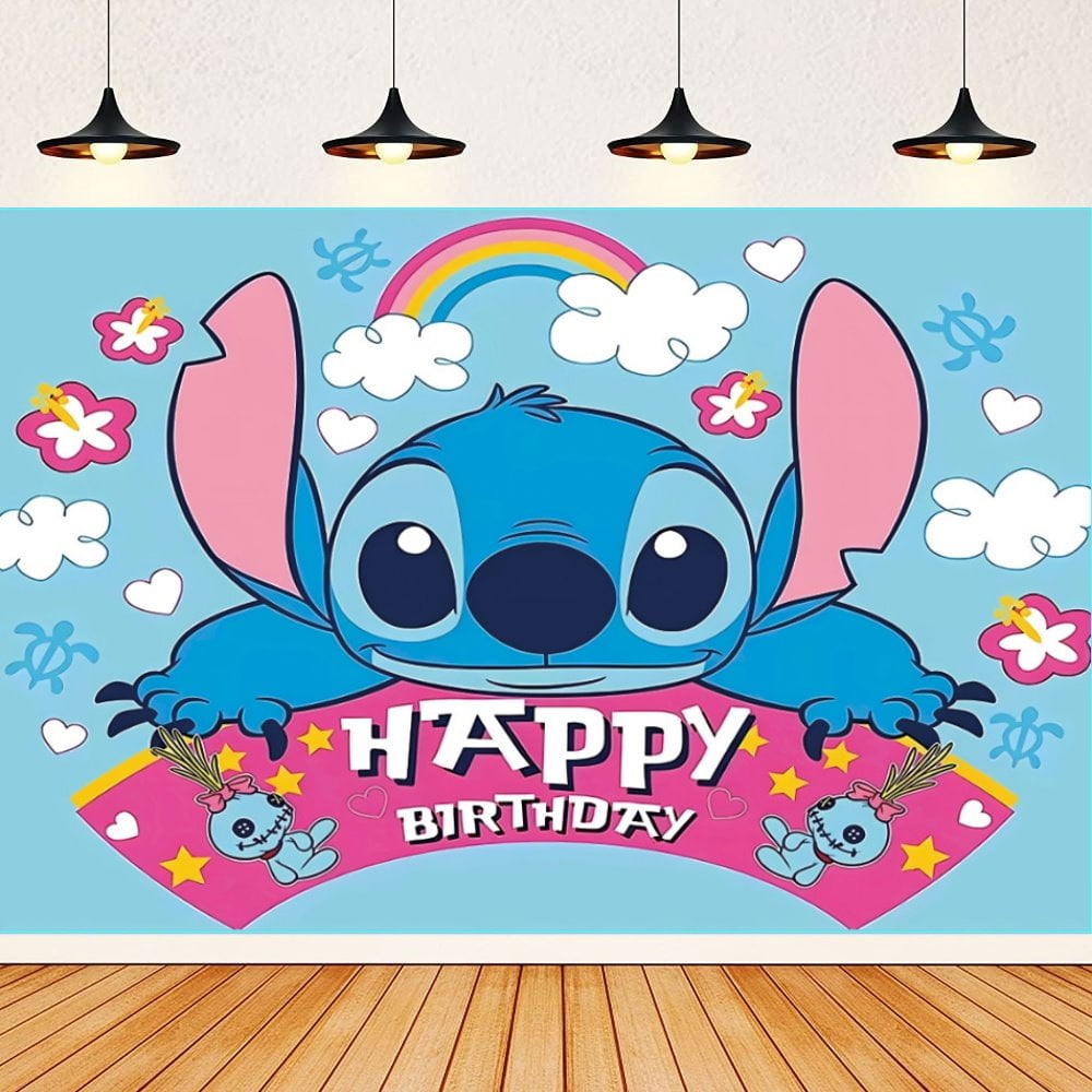 Lilo & Stitch Cartoon Theme Birthday Flag Background Banner Children's ...