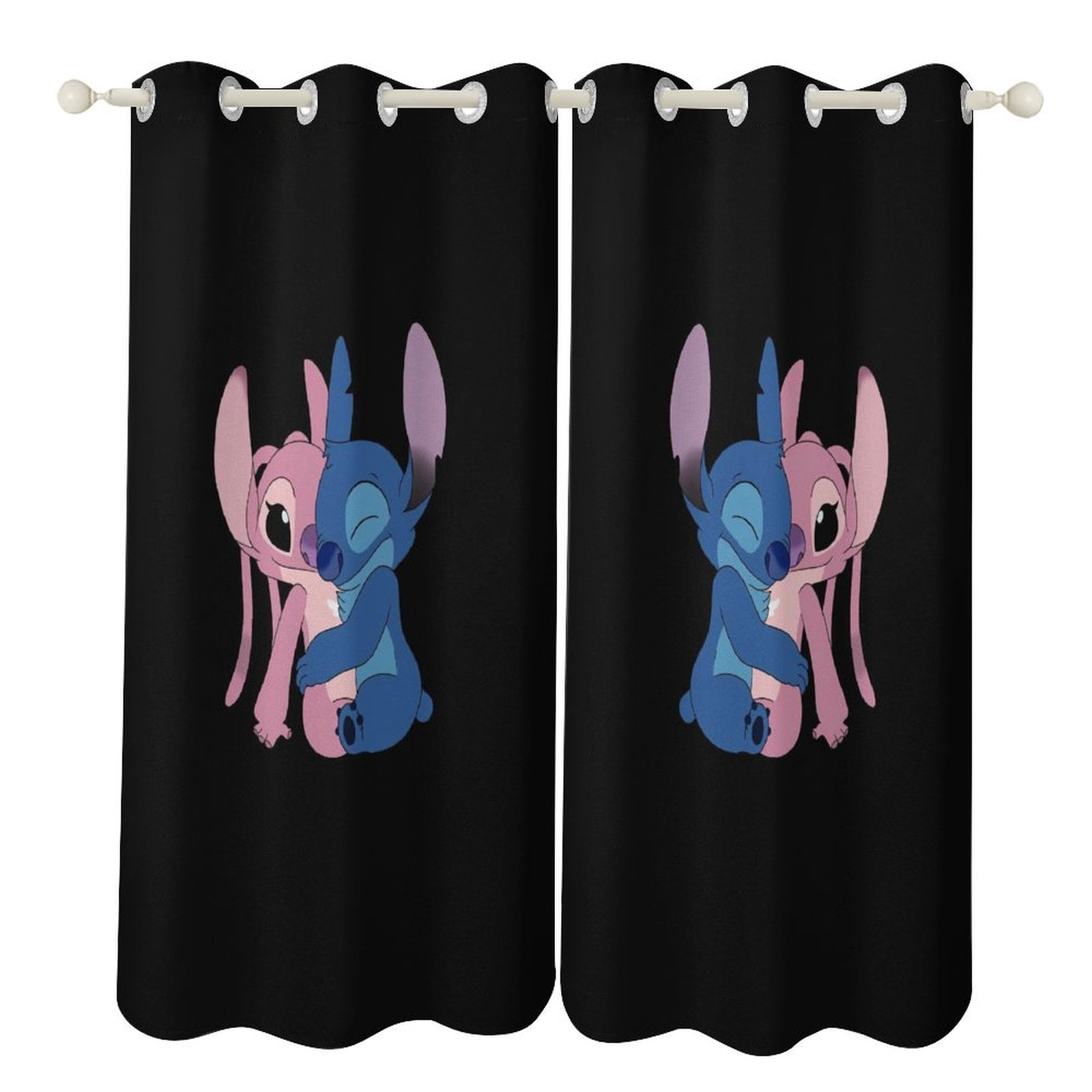 Lilo & Stitch Cute Angel & Stitch Hugging Chest Logo Curtains 72 Inch ...