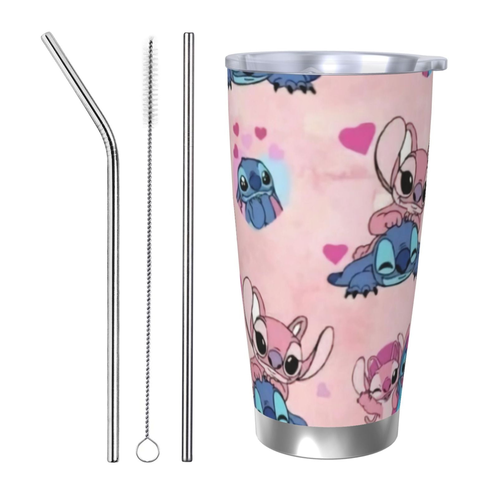 Lilo & Stitch Cute Angel Kids Water Bottle with Straw Lid,Insulated Stainless Steel Reusable ...