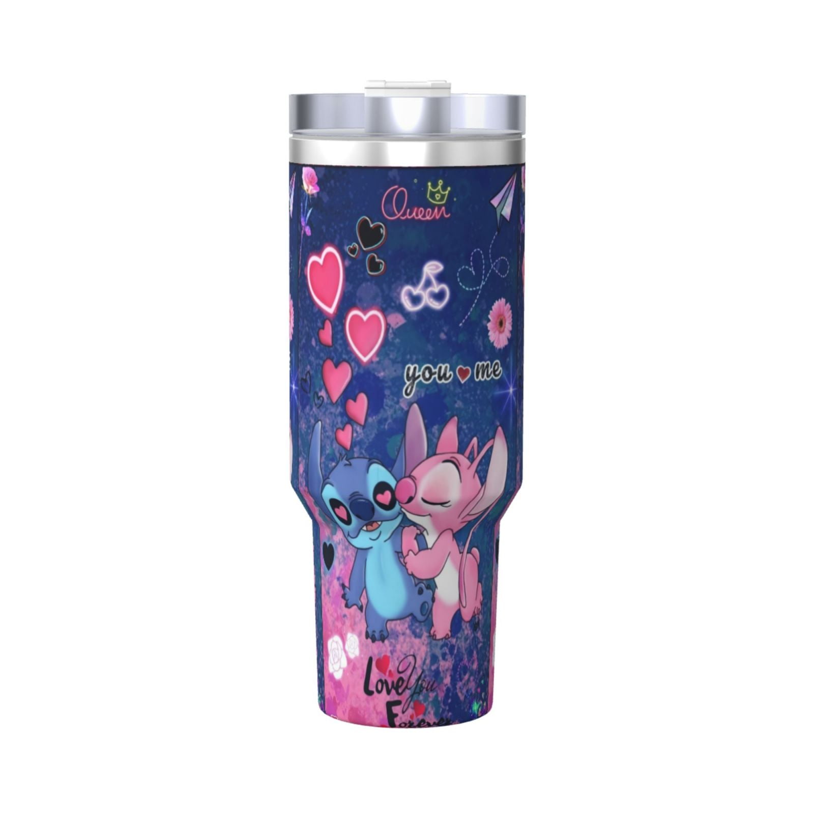 Lilo & Stitch Cute Angel & Stitch Hugging Chest Logo Water Bottle ...