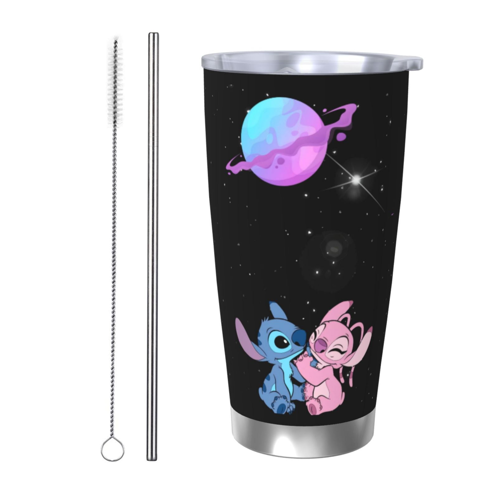 Lilo & Stitch Cute Angel & Stitch Hugging Chest Logo Water Bottle ...