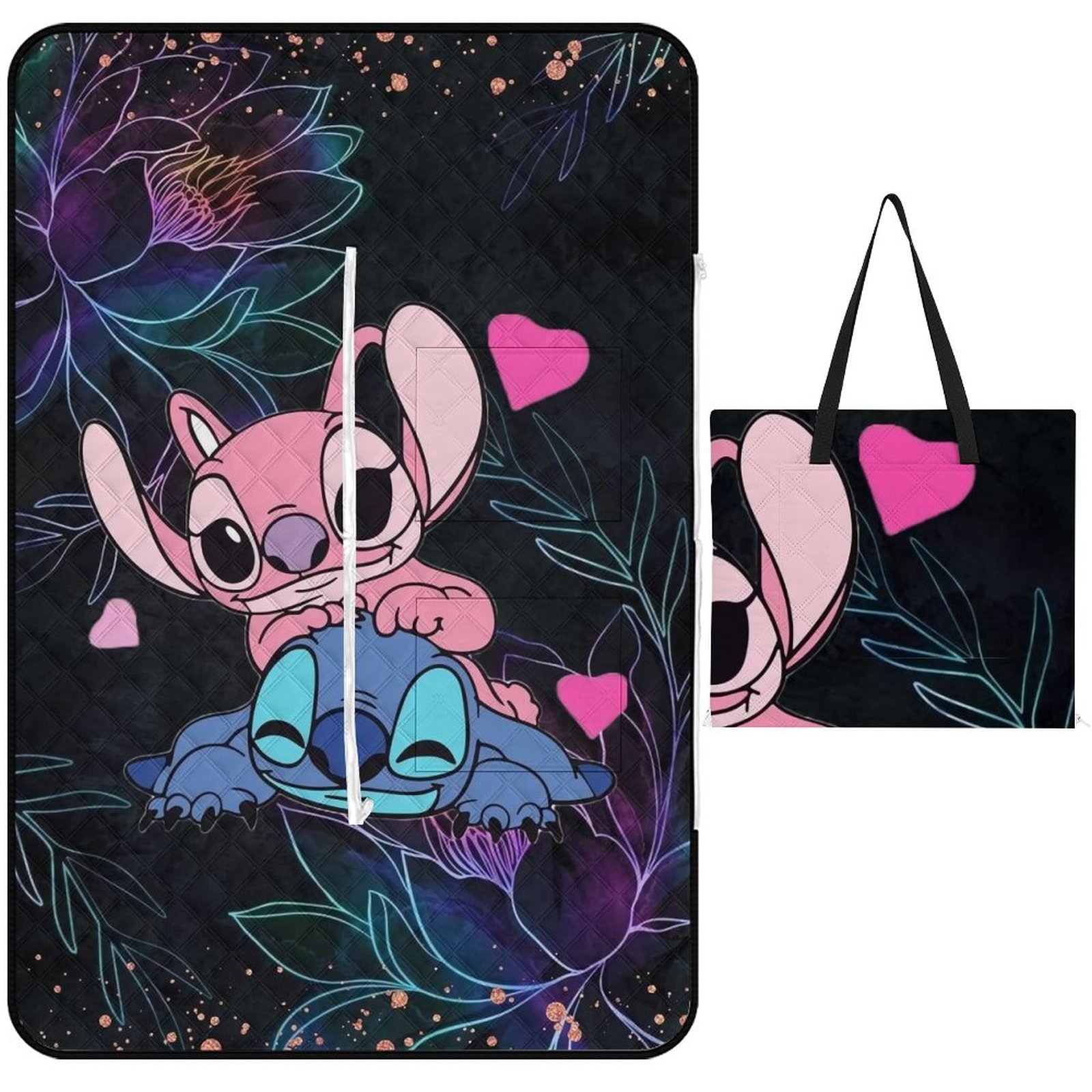 Lilo & Stitch Cute Angel & Stitch Picnic Blanket,Foldable Waterproof ...