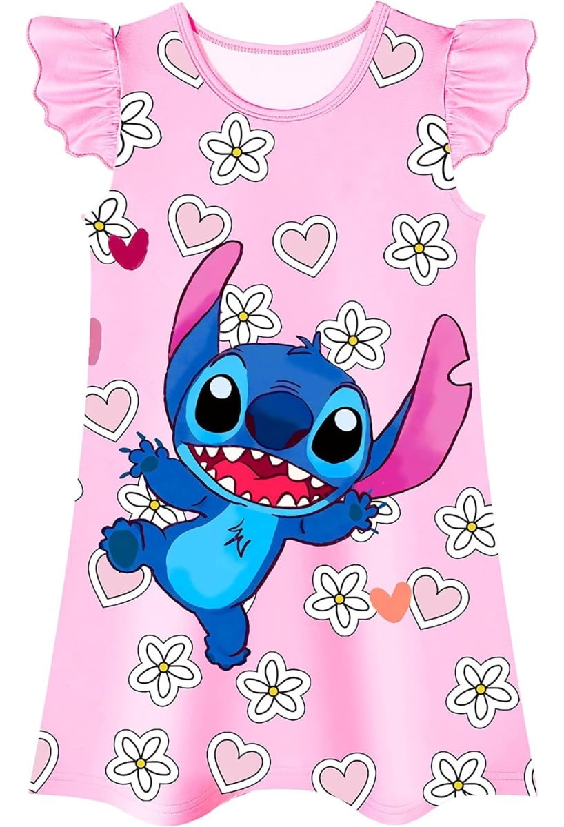 Lilo & Stitch Cute Girls Nightgown - Soft Ice Cream Princess Sleepshirt ...