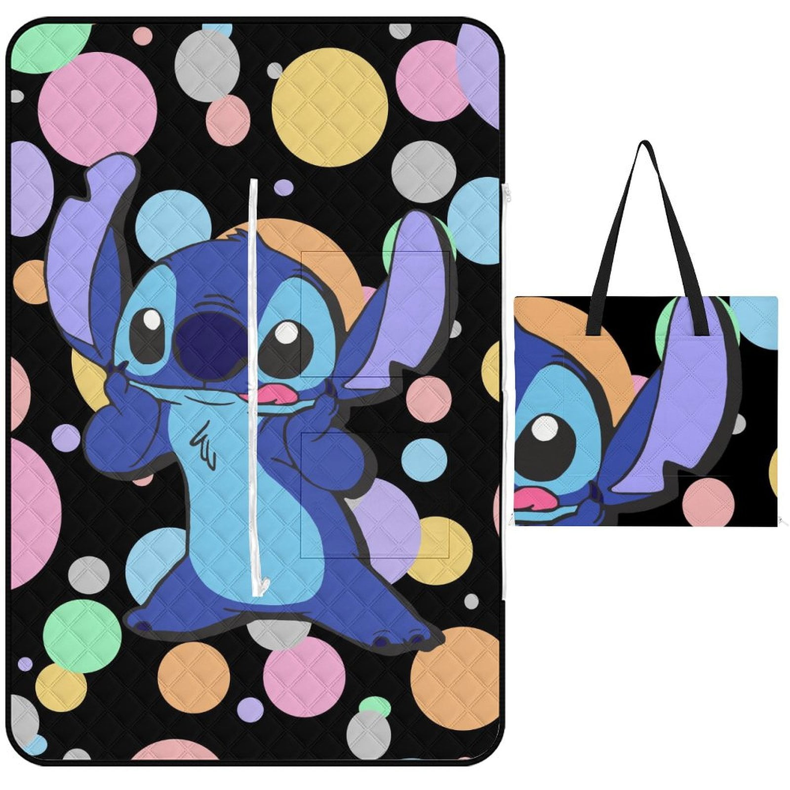 Lilo & Stitch Cute Laughing Stitch Portrait Picnic Blankets,59x39 ...