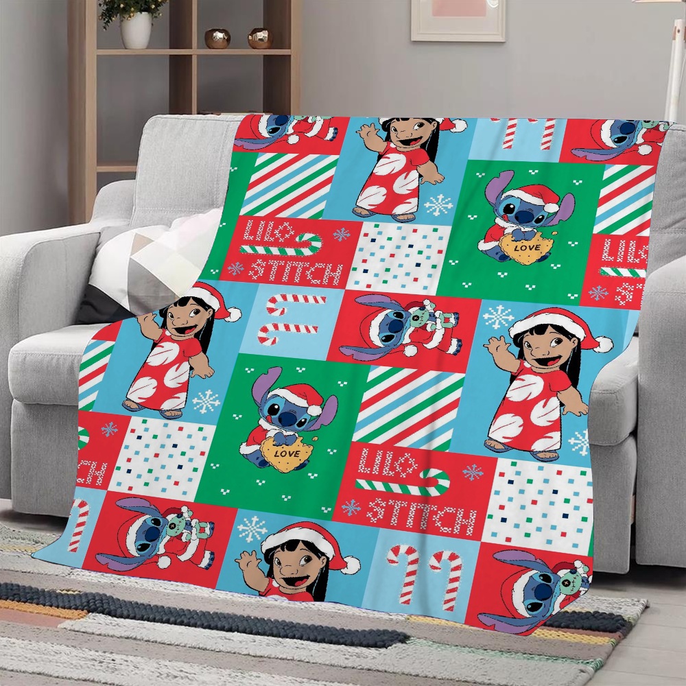 Lilo & Stitch Flannel Blanket For Bed Couch Living Room Sofa Chair 3D ...