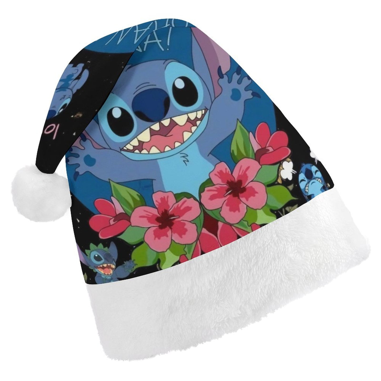 Lilo & Stitch Floral Stitch Santa Hat for Adults,Christmas Hat,Xmas Hat ...