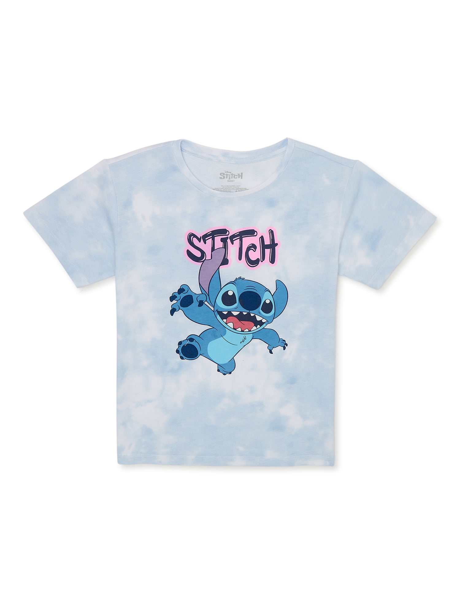 Lilo & Stitch Flying Stitch Girls Short Sleeve Graphic T-Shirt, Sizes 4 ...