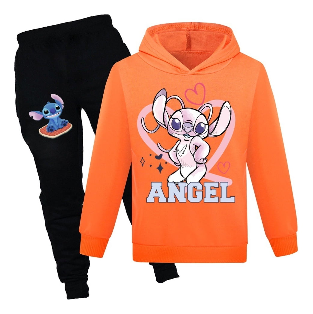 Lilo & Stitch Girls Hoodie and Sweatpants Set - Pink Heart Alien Design ...