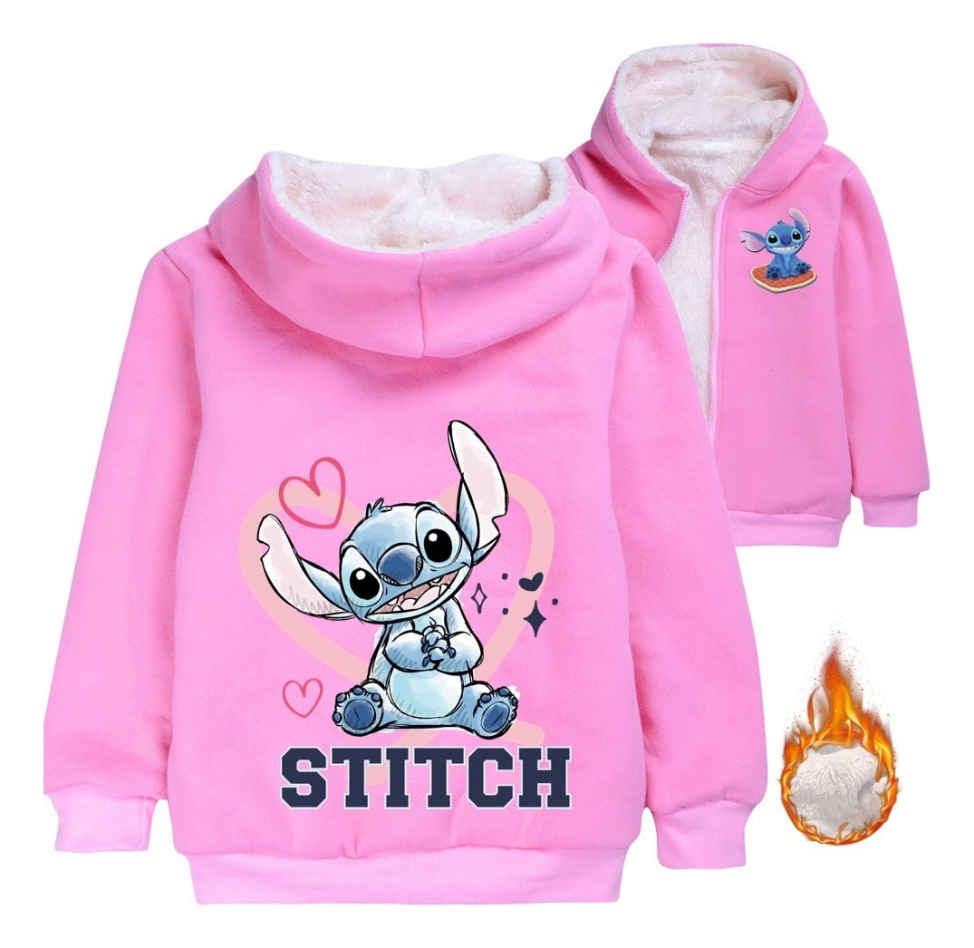Lilo & Stitch Girls Zip-Up Hoodie – Blue Alien Pet Design, Warm Fleece ...