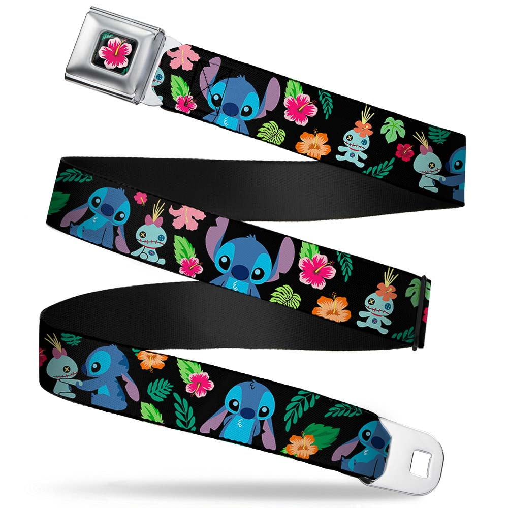 Disney Belt, Seatbelt Buckle Belt, Stitch Scrump Poses Tropical Flora ...